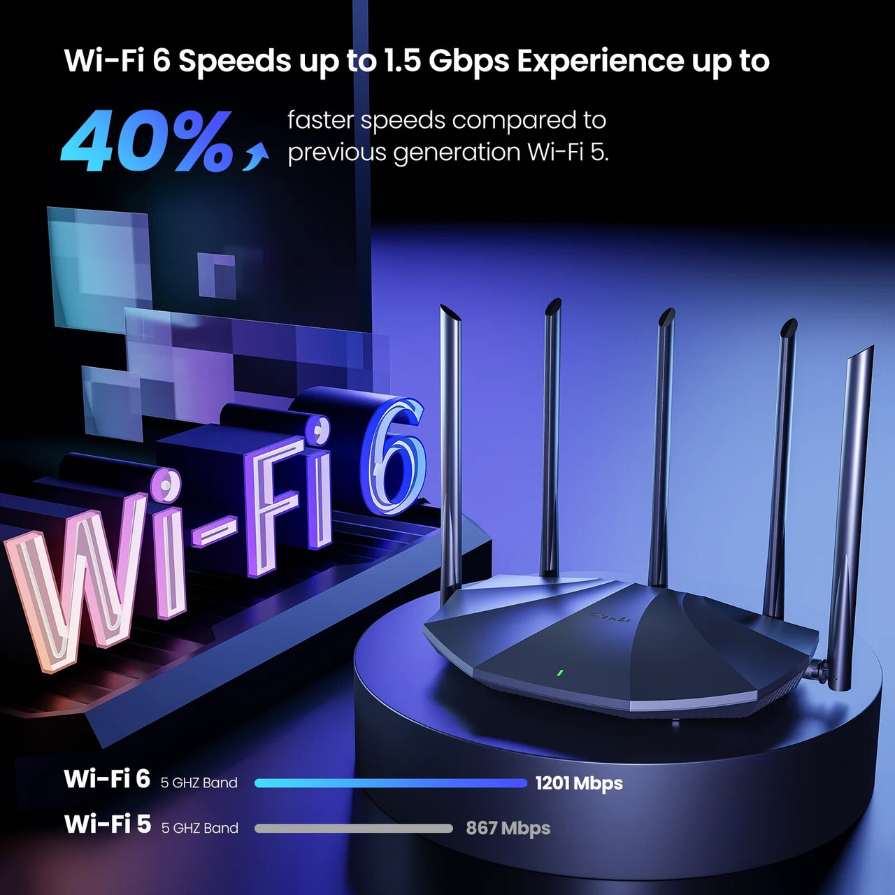 WiFi 6 Router AX3000 Gigabit Wireless Repeater Tenda 2.4G 5Ghz Gigabit ...