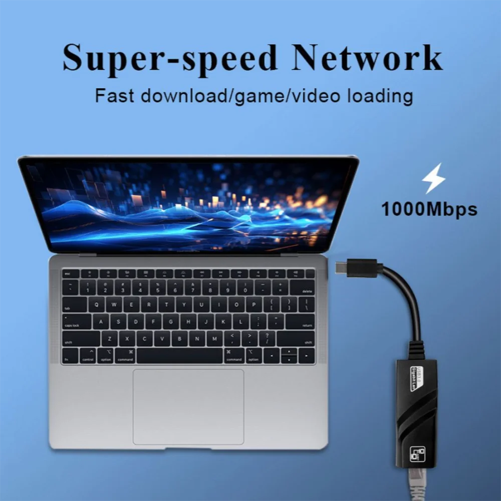 10/100/1000Mbps USB 3.0 Wired USB TypeC To Rj45 Lan Ethernet Adapter ...