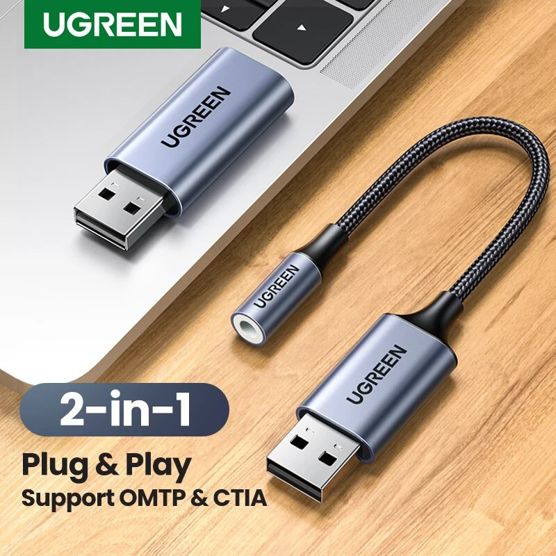 UGREEN Sound Card USB Audio Interface External 3.5mm Microphone Audio ...