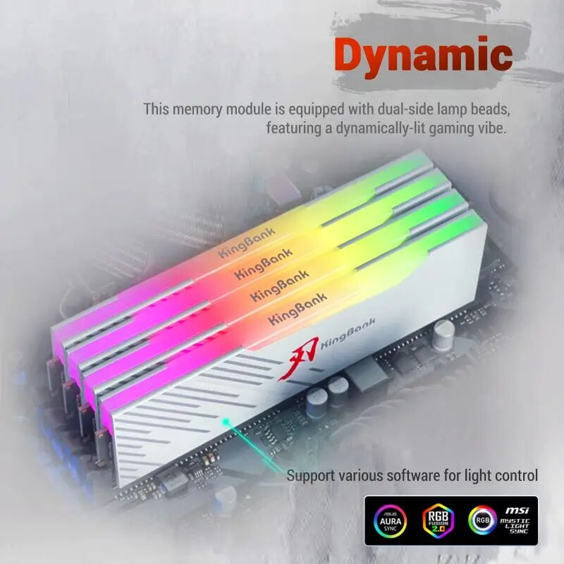 KingBank DDR4 DDR5 RGB Memory 3600 4000 6000 6400MHz 8GBx2 16GBx2 ...