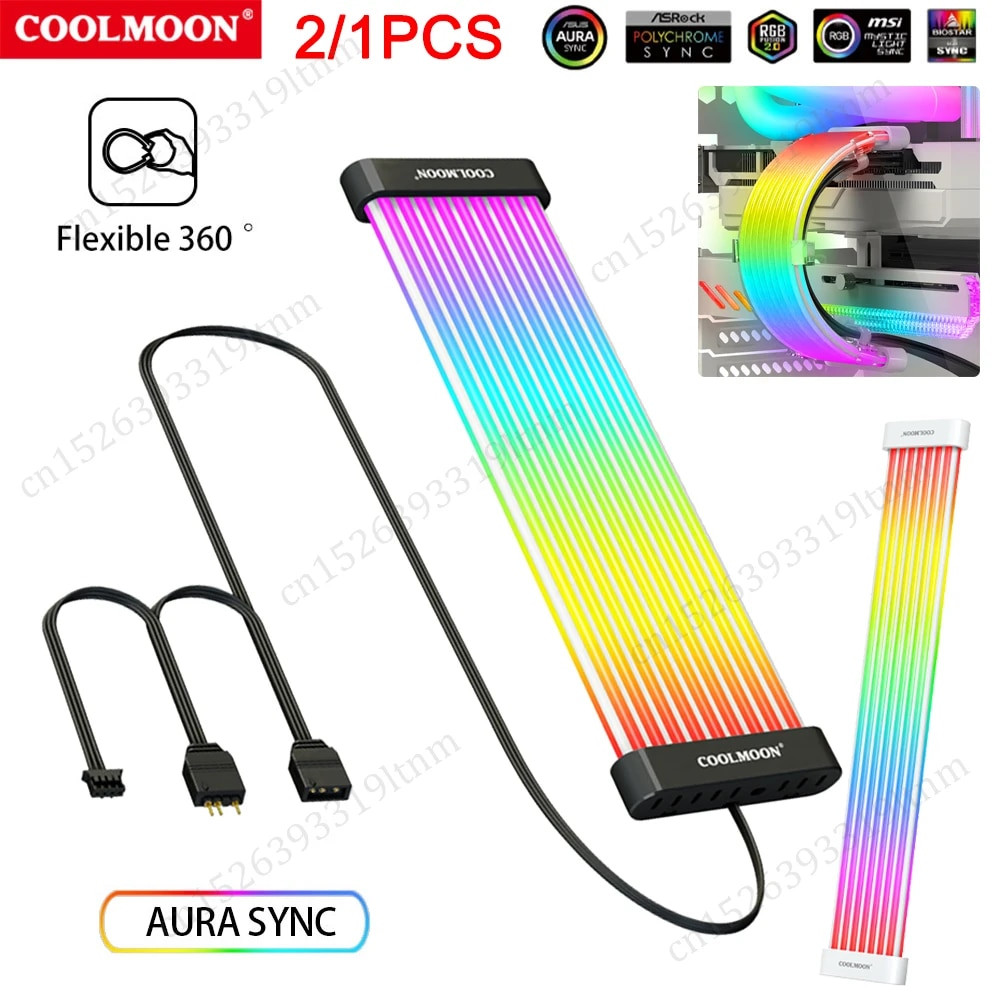 COOLMOON PC Case Extension RGB Cable Graphics Card Motherboard Power ...