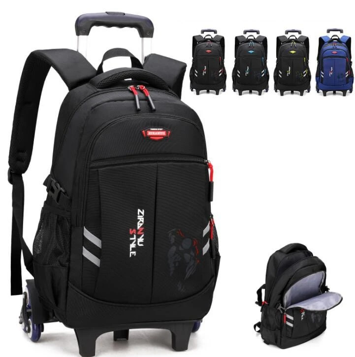 ZIRANYU school bag with trolley for boys Kids School Bags on wheels ...