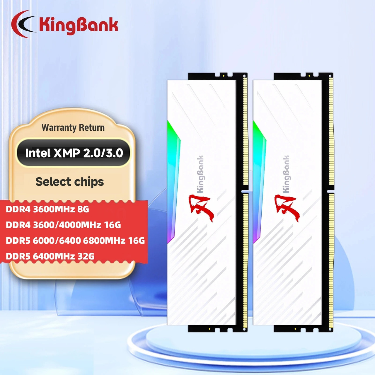 KingBank DDR4 DDR5 RGB Memory 3600 4000 6000 6400MHz 8GBx2 16GBx2 ...
