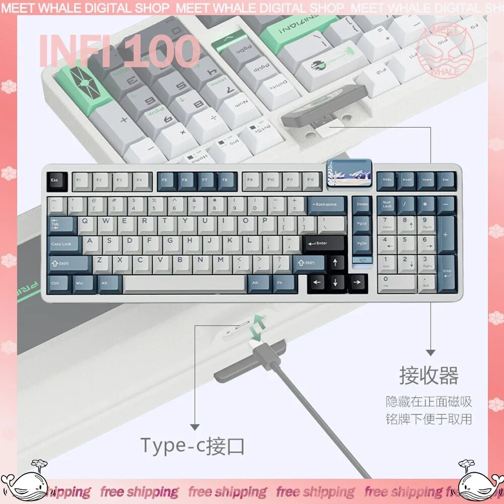 New Key verse Infi100 Gamer Mechanical Keyboard 3Mode 2.4G Wireless ...