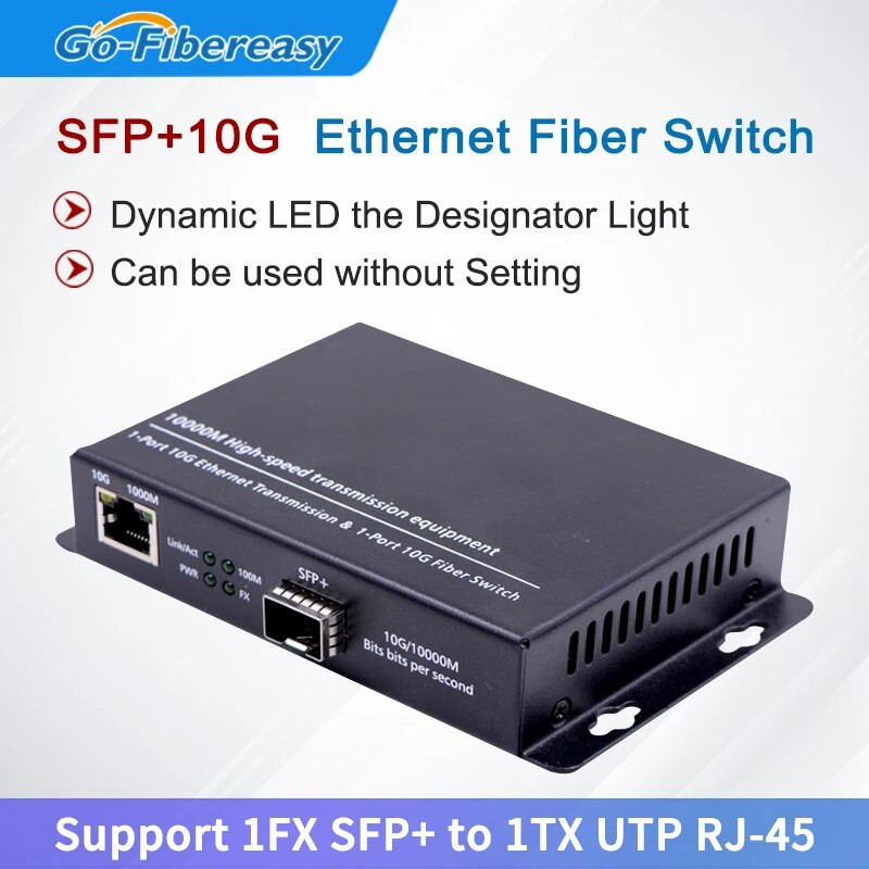 10G SFP+ Media Converter 10GBase-T Ethernet Switch RJ45 to SFP Fiber ...