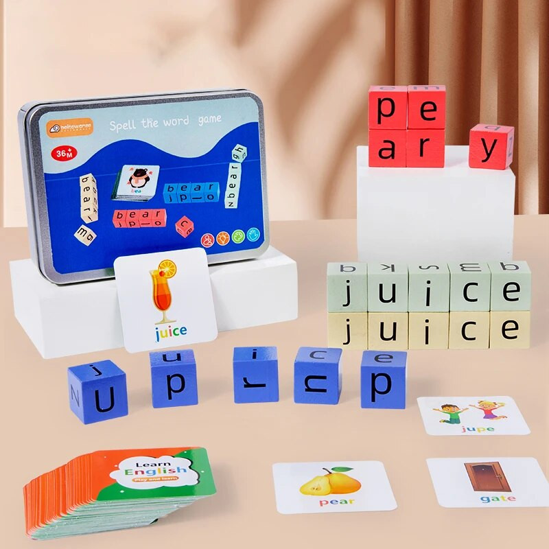 Wooden Word Spelling Game,Alphabet Learning Toy for Preschool Boys and ...
