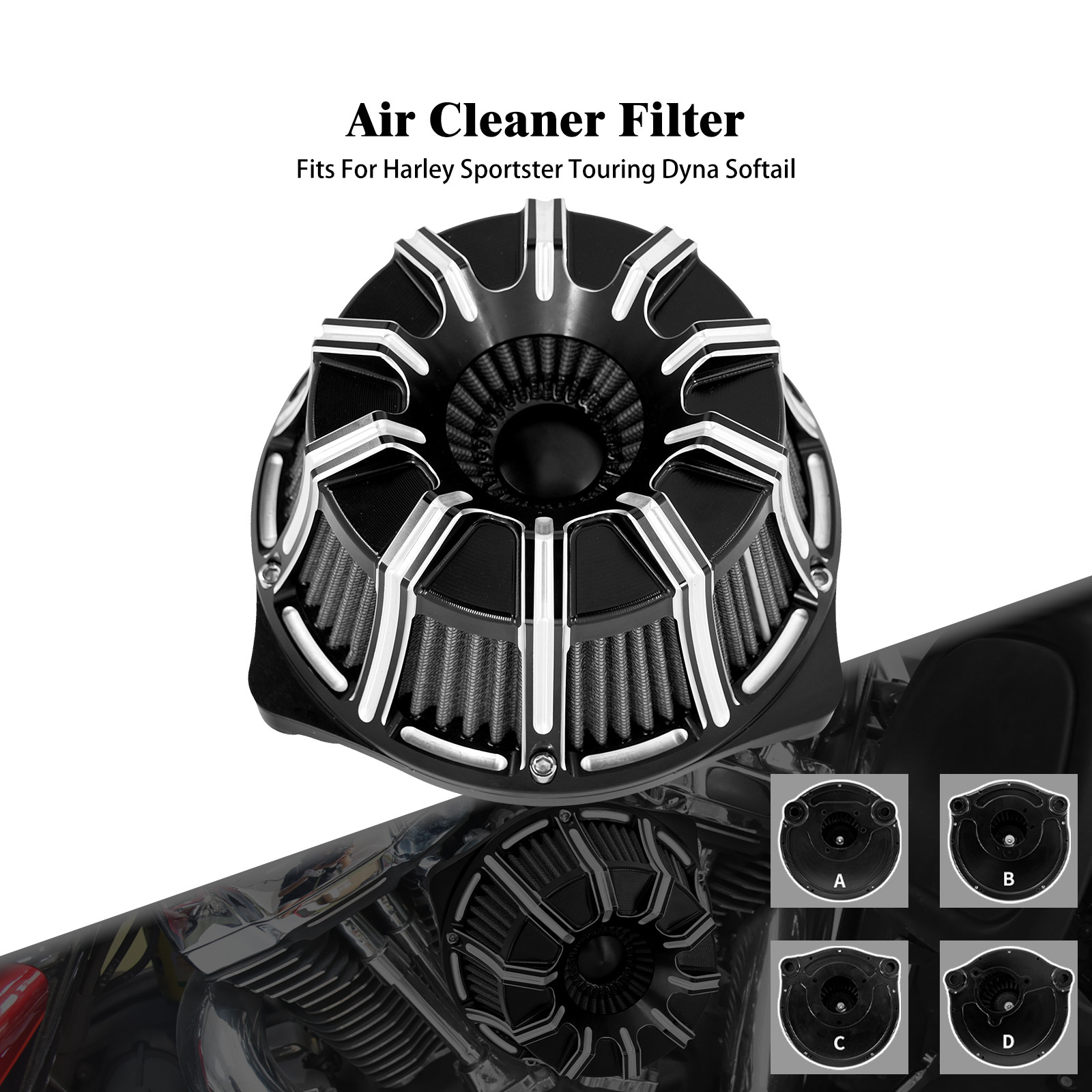 Air Cleaner Multi-Angle Turnable Intake Cleaner Cnc Kit Aluminum Matte ...