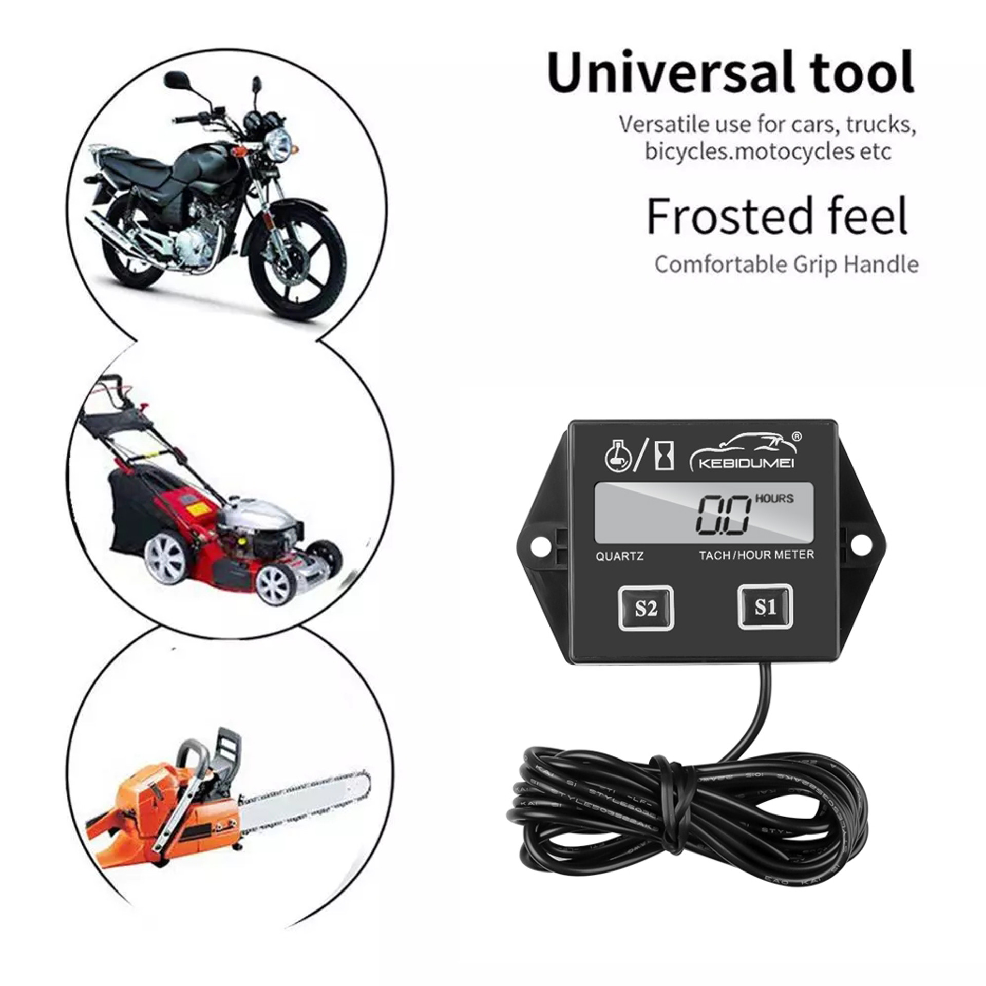 Waterproof Digital Engine Tach Hour Meter Tachometer Gauge Engine RPM LCD Display For Motorcycle ...