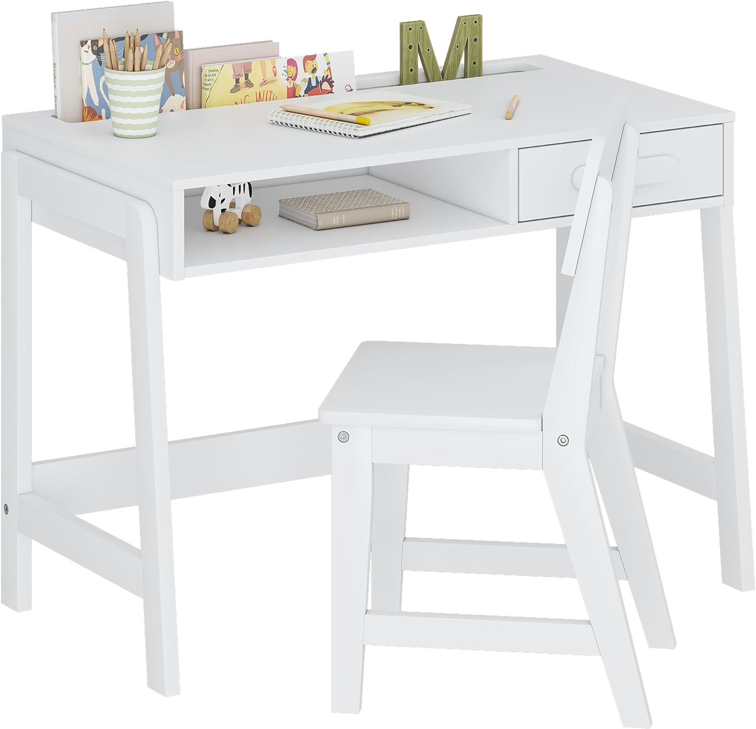 Kids Study Desk with Chair, Kids Desk and Chair Sets with Hutch and ...