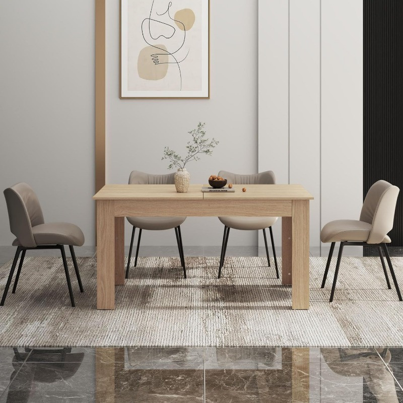 Extendable Dining Table for 6-10 Person, Wooden Dining Room Table ...