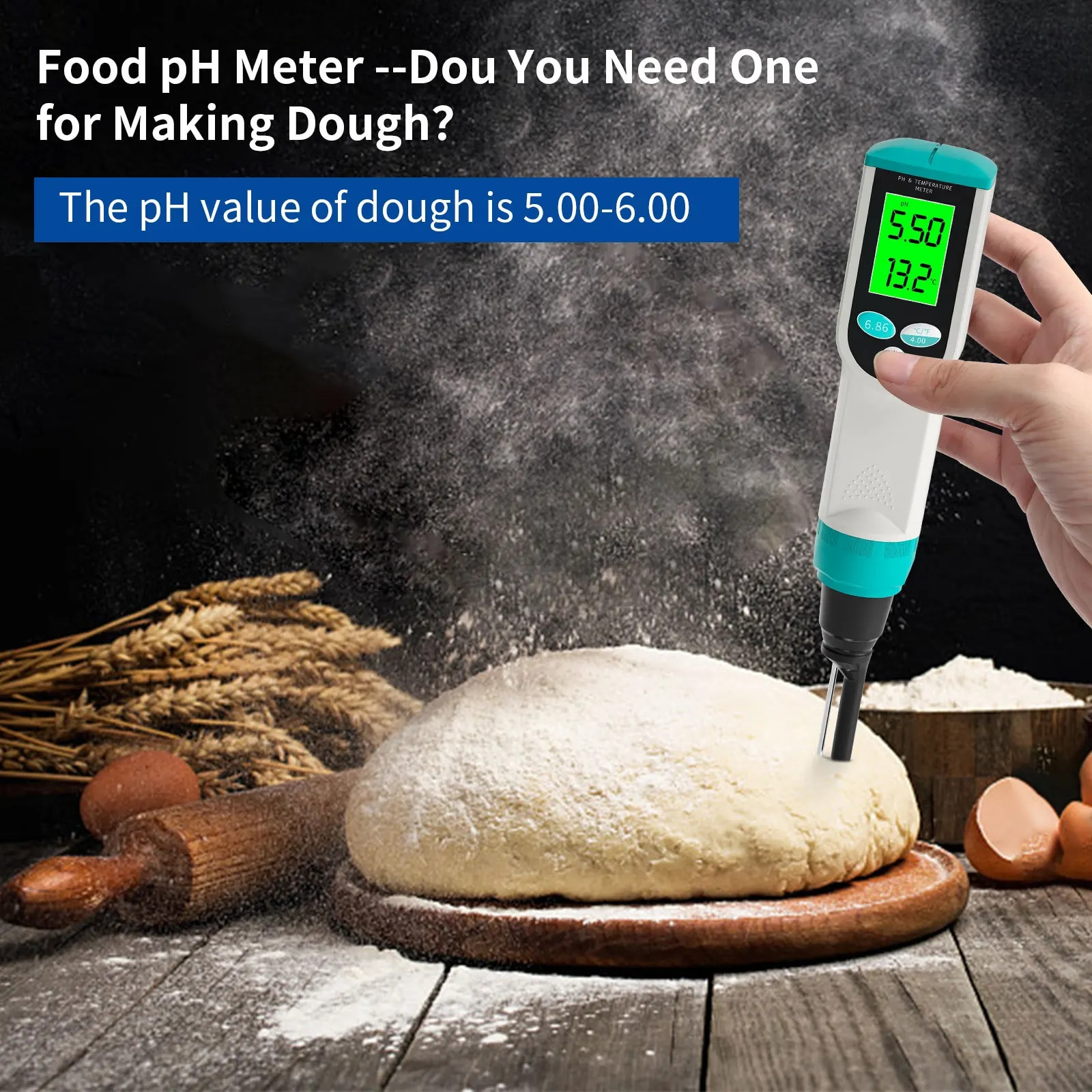 Professional Food PH Meter 0.00~14.00pH Temp pH Tester High Accuracy ...