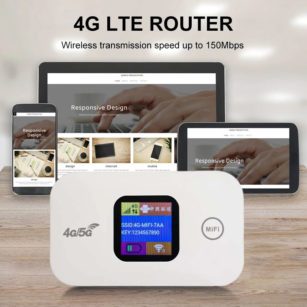 4G Pocket WiFi Router 2100mAh Mobile Hotspot with SIM Card Slot ...