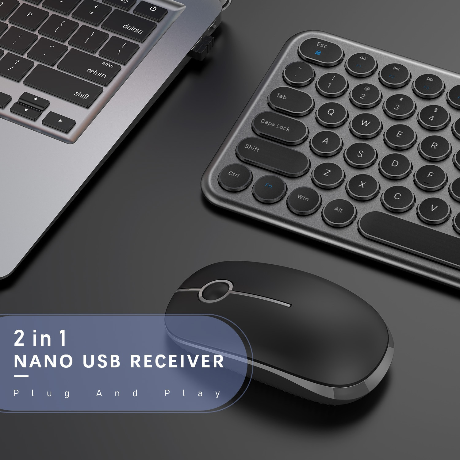 Jelly Comb Wireless Keyboard and Mouse Combo 2.4G Slim Ergonomic Quiet ...