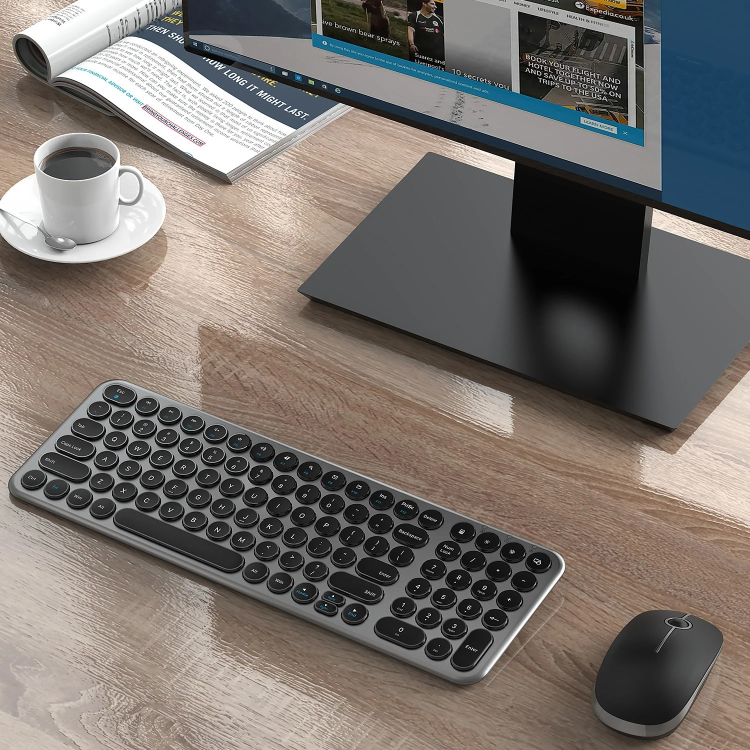 Jelly Comb Wireless Keyboard and Mouse Combo 2.4G Slim Ergonomic Quiet ...