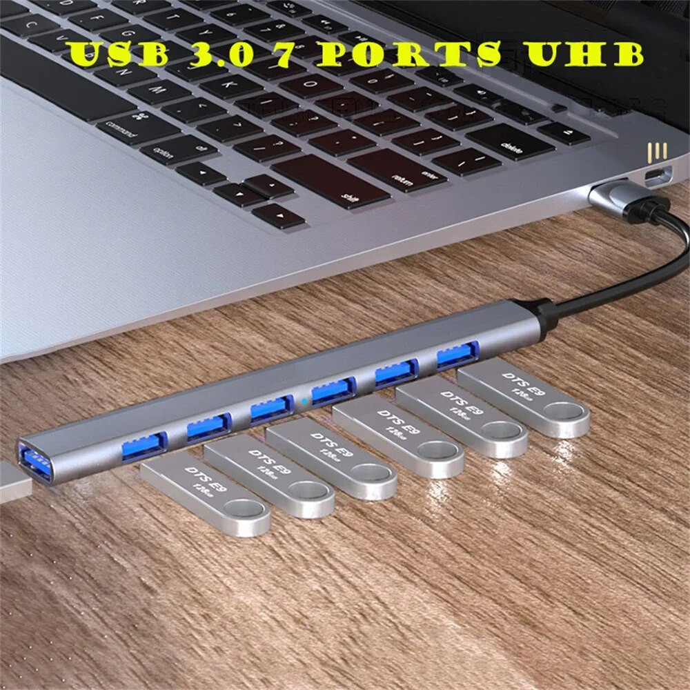 USB 3.0 7 Ports Type C HUB Expander Splitter High Speed OTG Adapter ...