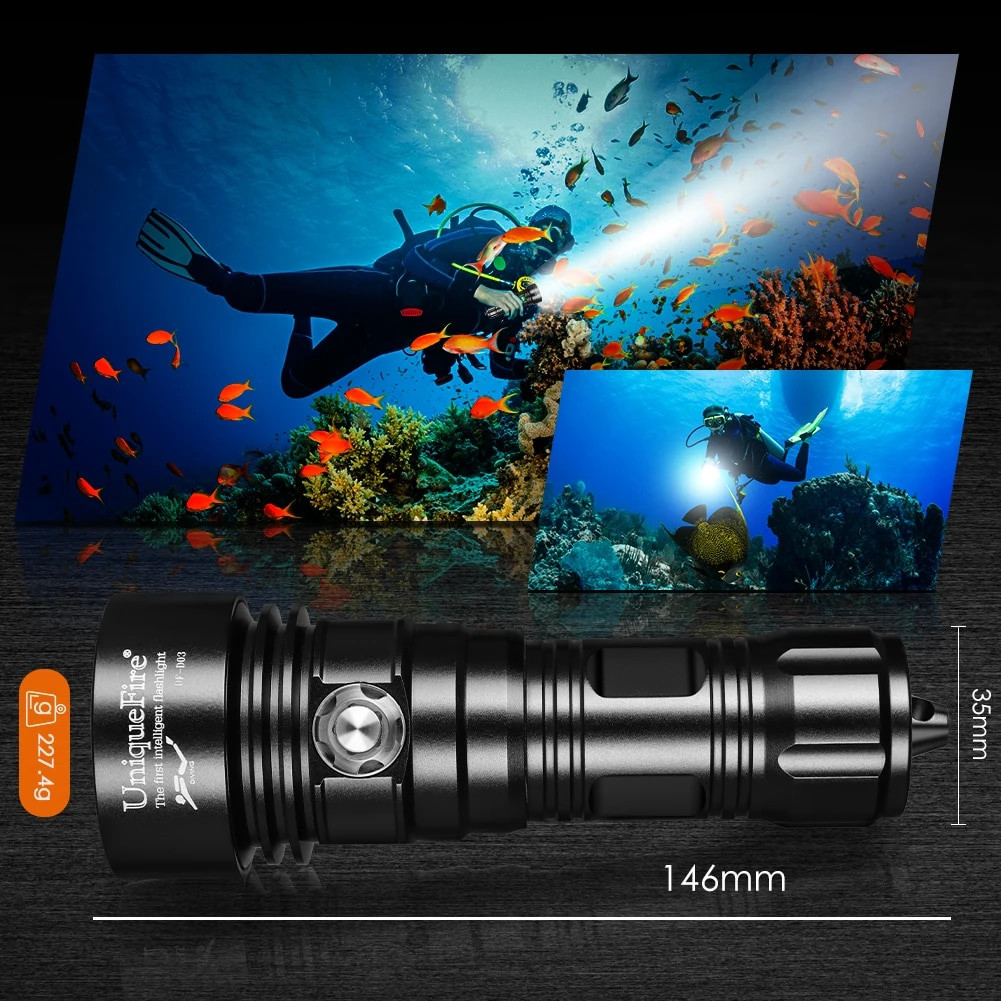 UniqueFire D03 Super Bright Diving LED Flashlight 3000 Lumen IPX8 ...