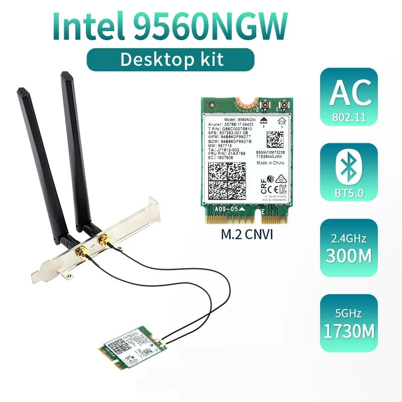 WiFi 6 Dual Band 3000Mbps Wireless Card For Intel AX200 M.2 Bluetooth 5 ...