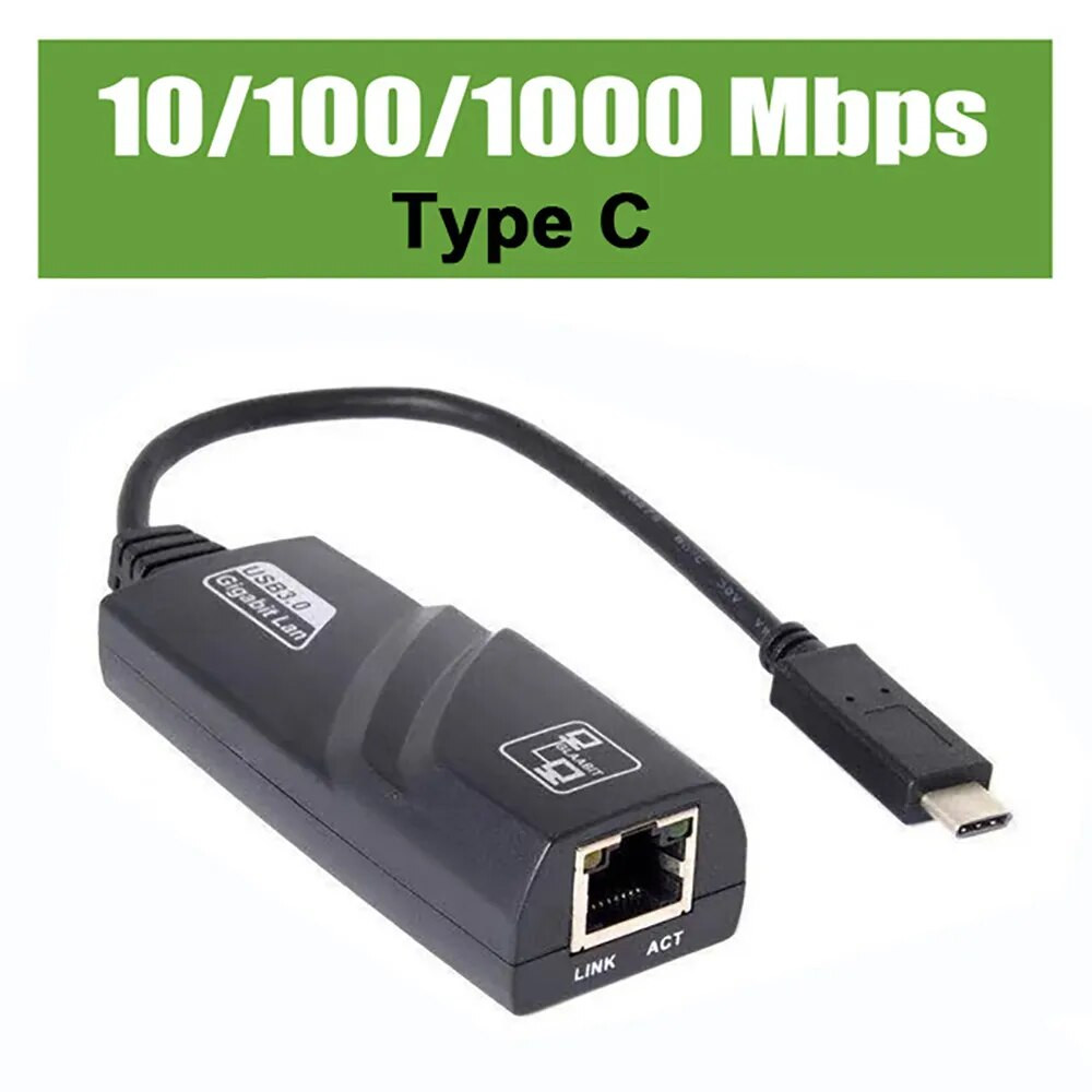 10/100/1000Mbps USB 3.0 Wired USB TypeC To Rj45 Lan Ethernet Adapter ...