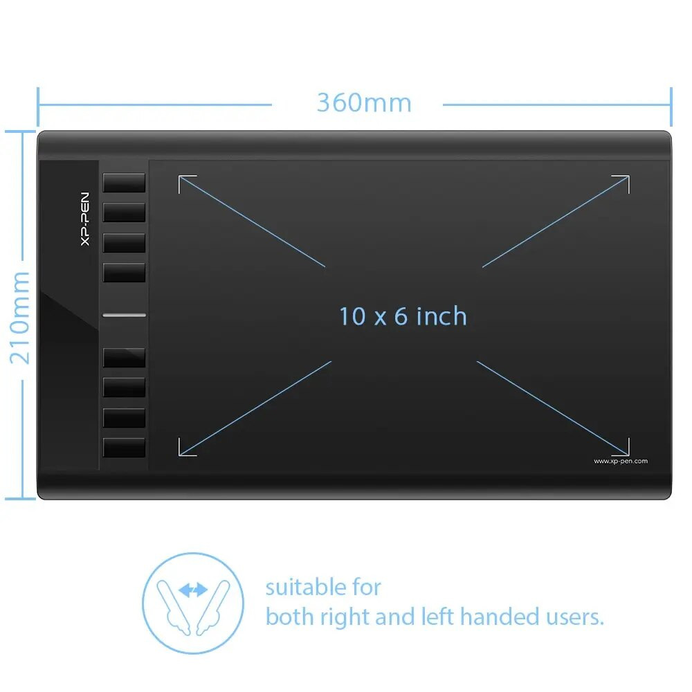 XPPen Drawing Graphics Tablet Star03 with 8 Hot Keys Battery Free 8192 ...