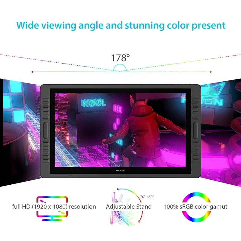 HUION KAMVAS Pro 22 Battery-Free Pen Display Monitor AG Glass Digital ...