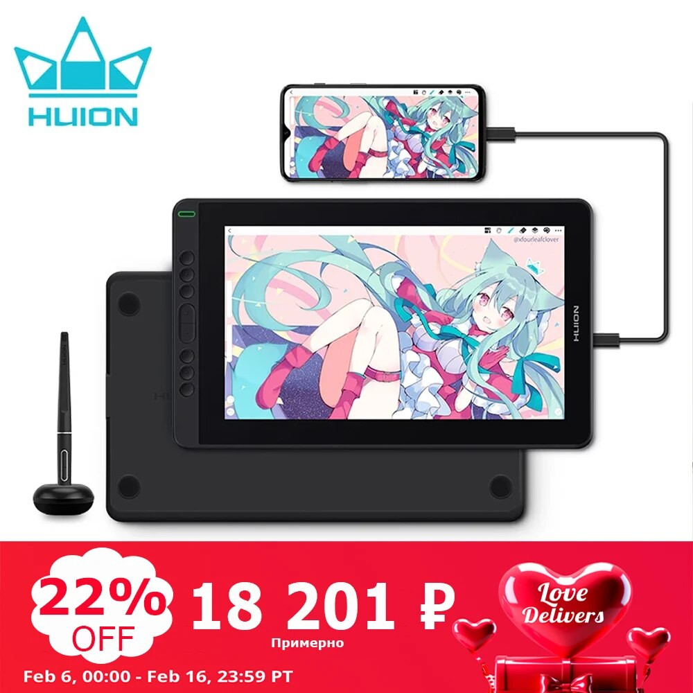 HUION Kamvas Pro 12 Graphics Tablet Screen 120% sRGB Tilt Support ...
