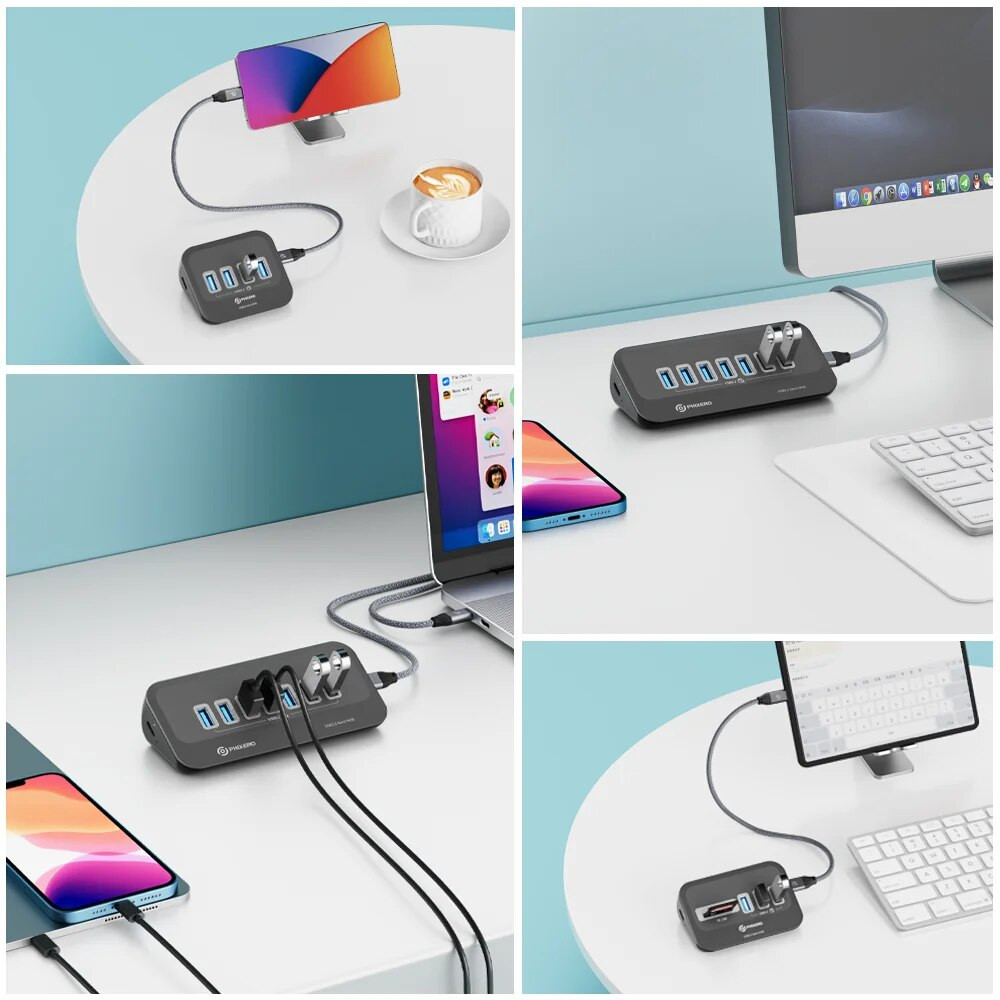 PHIXERO USB 3.2 Docking Station Hub 10Gbps Splitter Switch Dock Multi ...