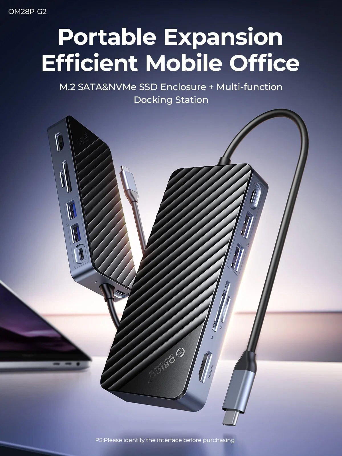 ORICO USB C HUB with SSD Enclosure Laptop Docking Station M.2 NVME SATA ...