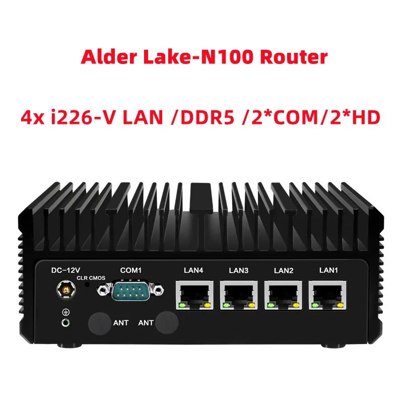12th Gen Alder Lake-N100 Firewall Mini PC 2.5G Soft Router 4x i226-V ...