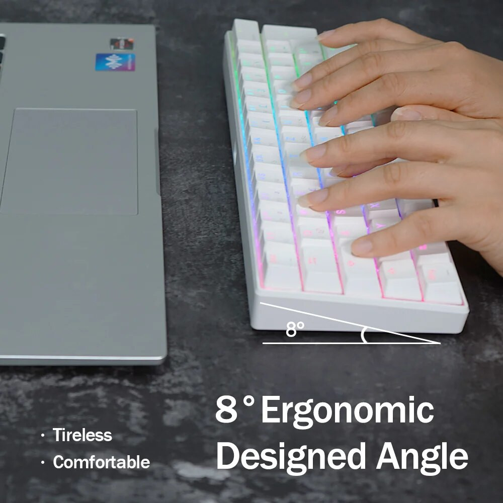 RK61 Royal Kludge Wireless Mechanical Keyboard Tri-Mode Bluetooth 5.0/2 ...