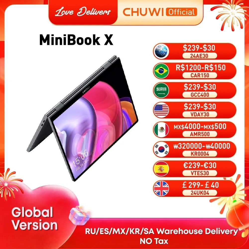 CHUWI MiniBook X Laptop Tablet 2 In 1 Intel N100 10.51 Inch FHD IPS ...