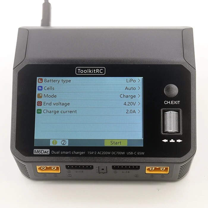 ToolkitRC M6dac Dual Channel Smart Lipo Battery Charger Discharger AC 200W DC 350WX2 15A for 1 ...
