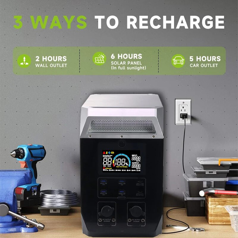 600W 1000W 2000W Portable Power Station with 100W 200W 400W Solar Panel ...
