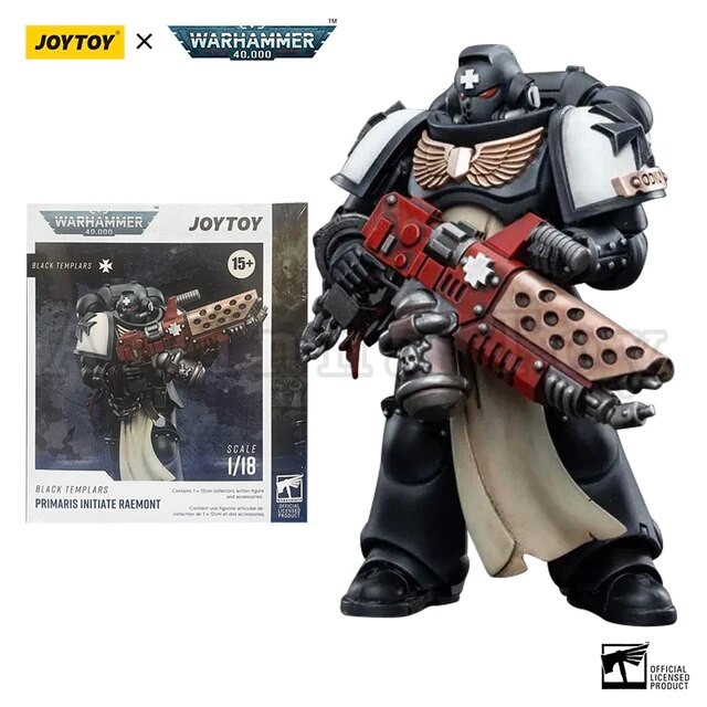 JOYTOY 1/18 Action Figure 40K Black Templars Primaris Initiate Brother ...