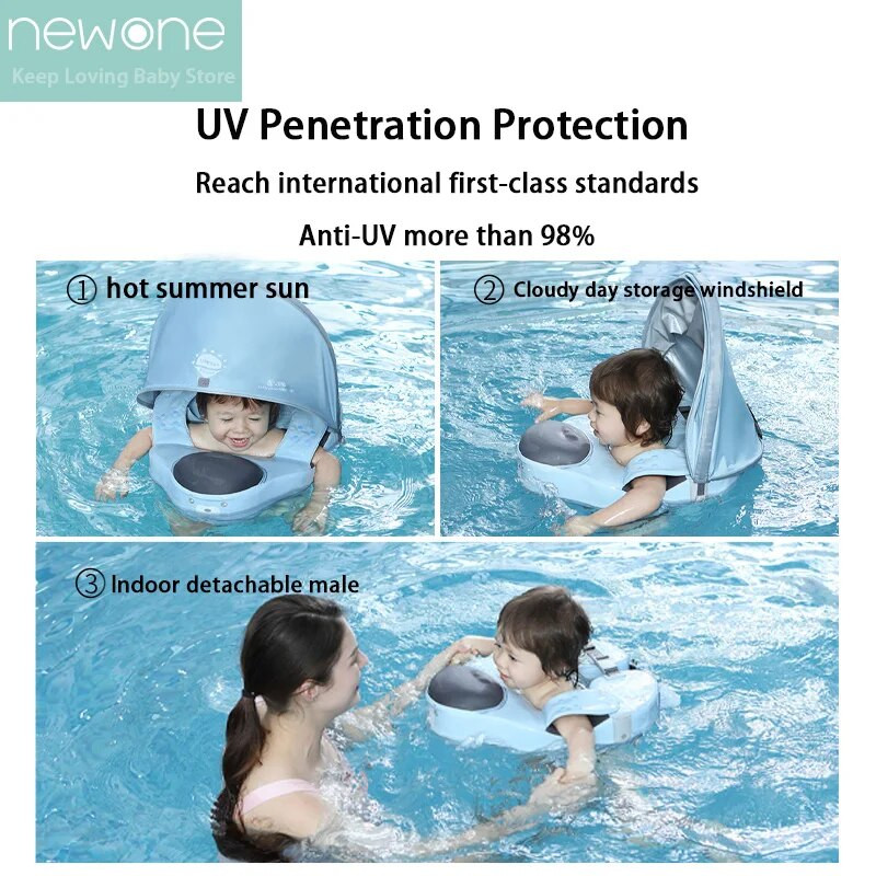 Baby Swimming Float With Canopy Kids Swim Pool Accessories Circle Toys ...