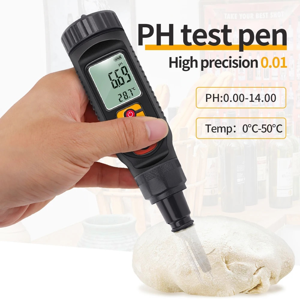 Professional Food PH Meter 0.00~14.00pH Temp pH Tester High Accuracy ...