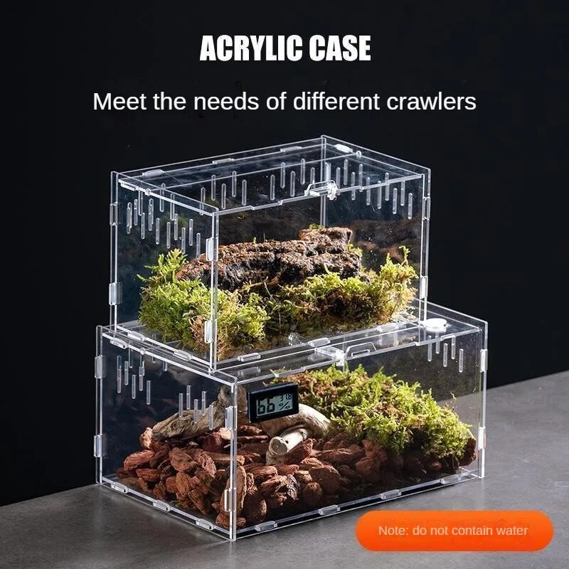 Transparent Acrylic Reptile Terrarium Habitat Breeding Box Reptiles ...