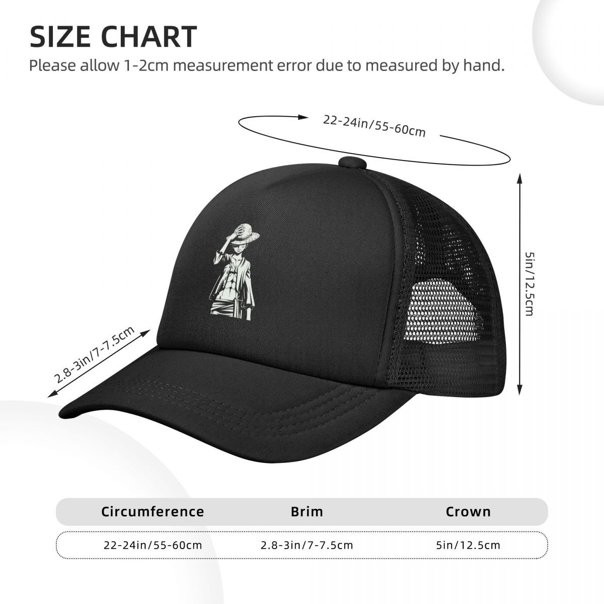 One Piece Luffy Anime Baseball Caps Mesh Hats Adjustable Outdoor Unisex ...