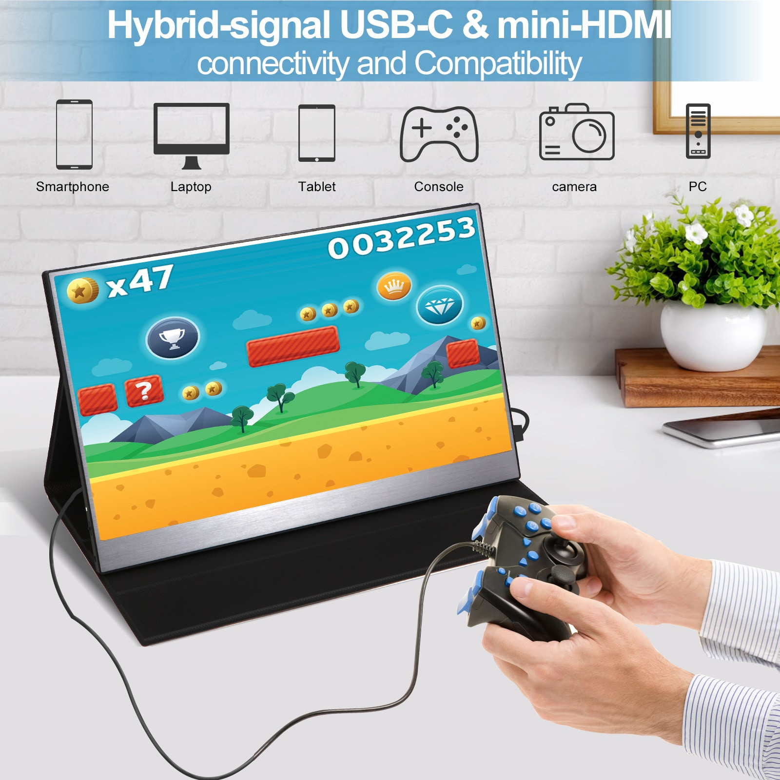 FHD 15.6 Inch Touch Screen Portable Monitor VESA 1080P Computer Display ...