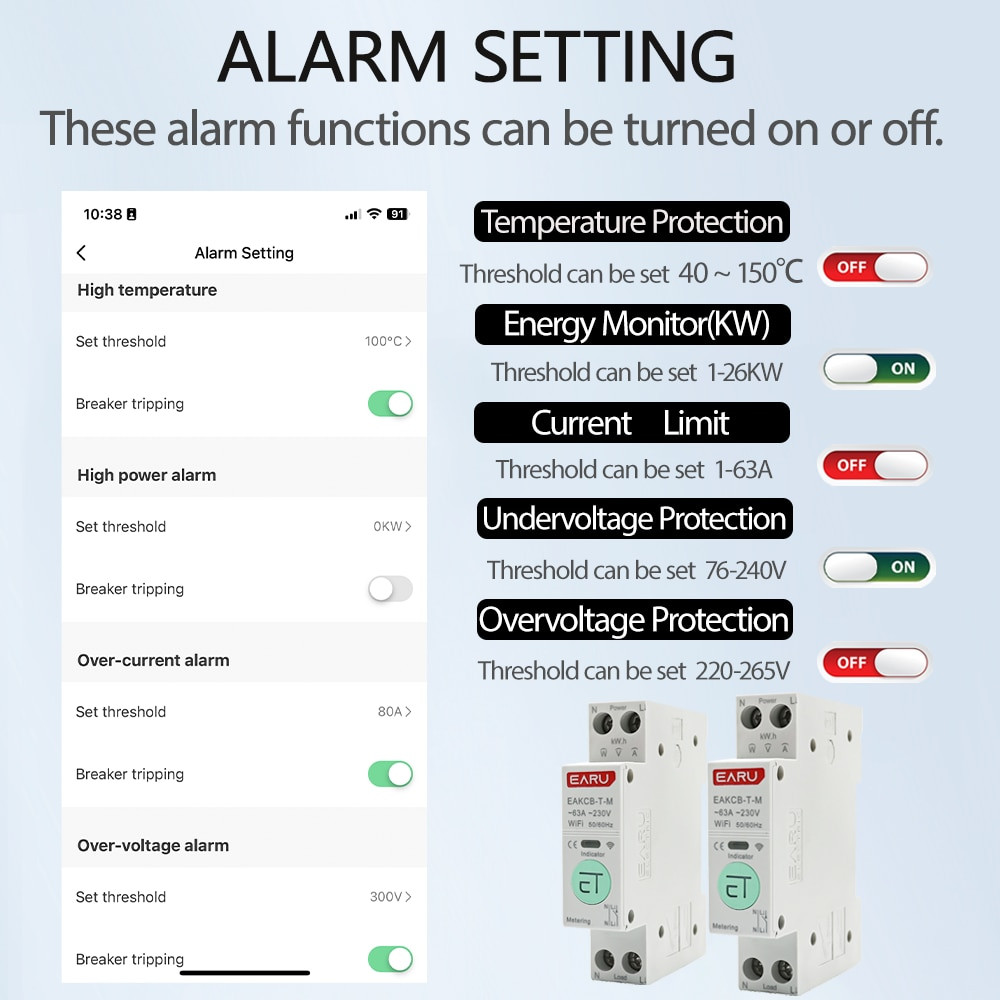 TUYA WiFi MCB Smart Circuit Breaker Over Current Under Voltage ...
