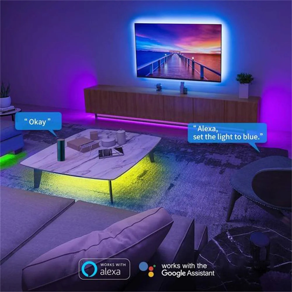 WiFi LED Strip Light Tuya Smart Life Flexible Light Lamp USB RGB5050 ...