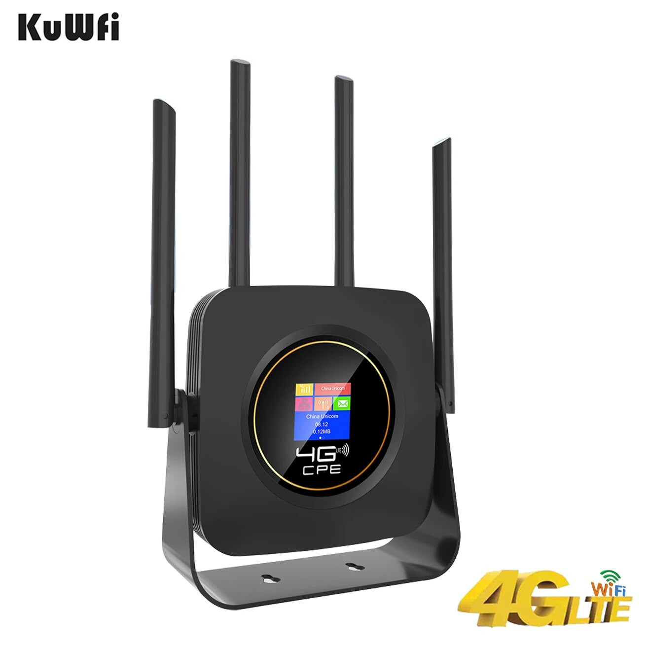 KuWfi 4G Wifi Router with Sim Card 300Mbps 4 Antennas LCD Display ...
