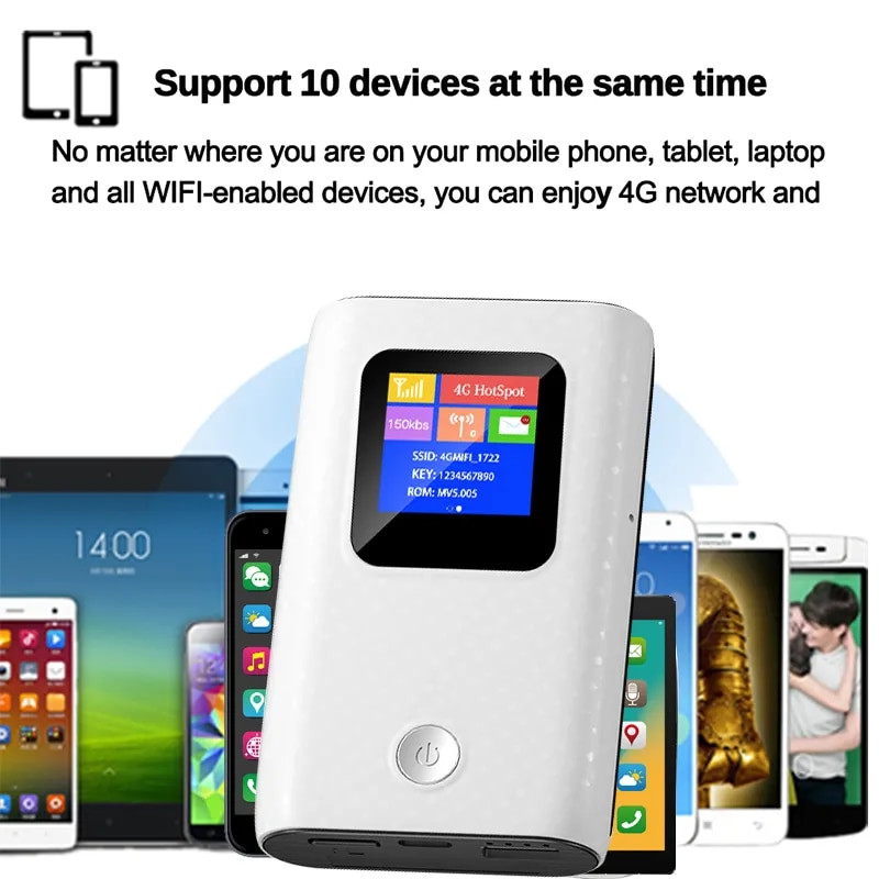 KuWfi Unlock 4G LTE Router 150Mbps Outdoor Hotspot 6000mah Mobile ...
