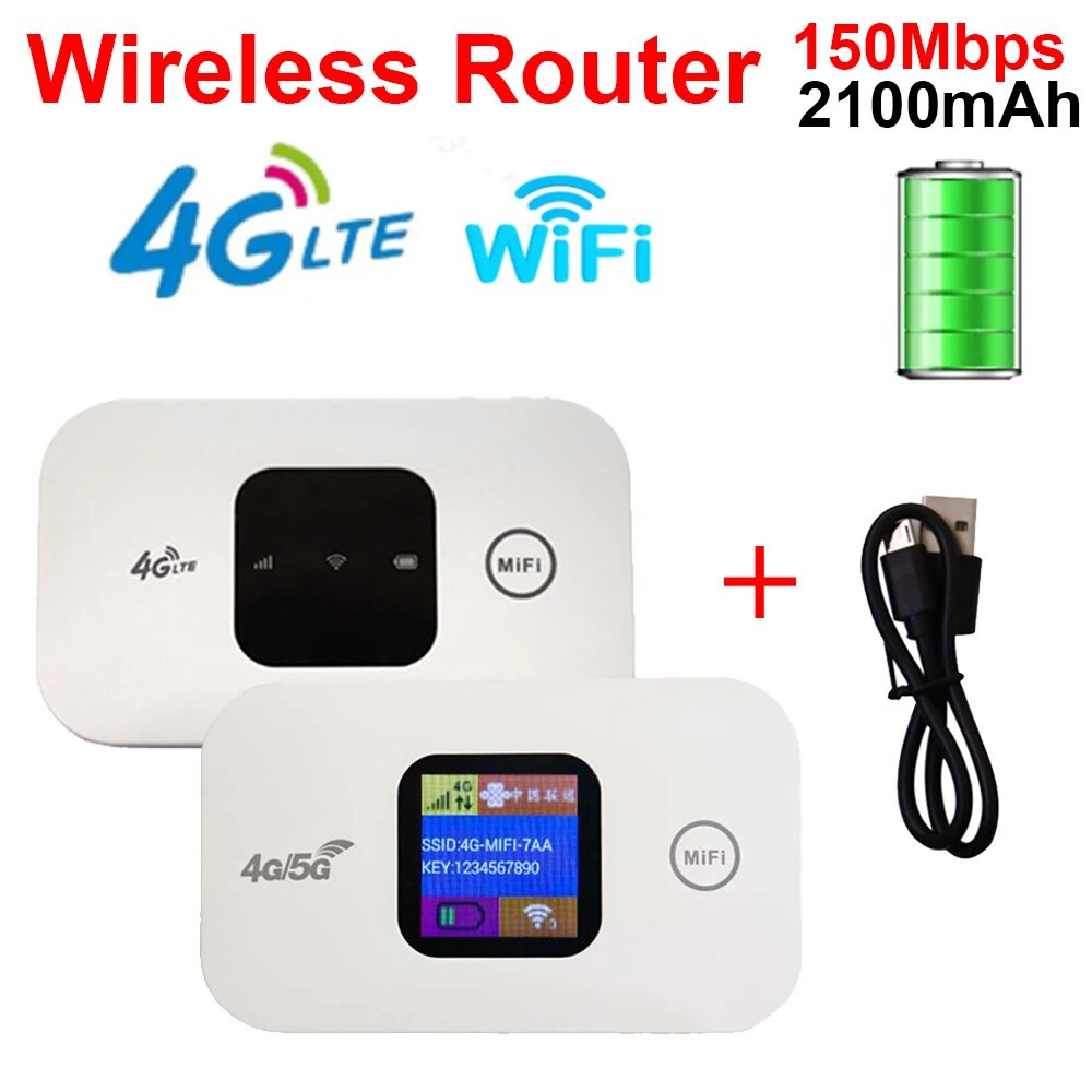 4G Pocket WiFi Router 2100mAh Mobile Hotspot with SIM Card Slot Wireless Modem Wide Coverage 4G ...