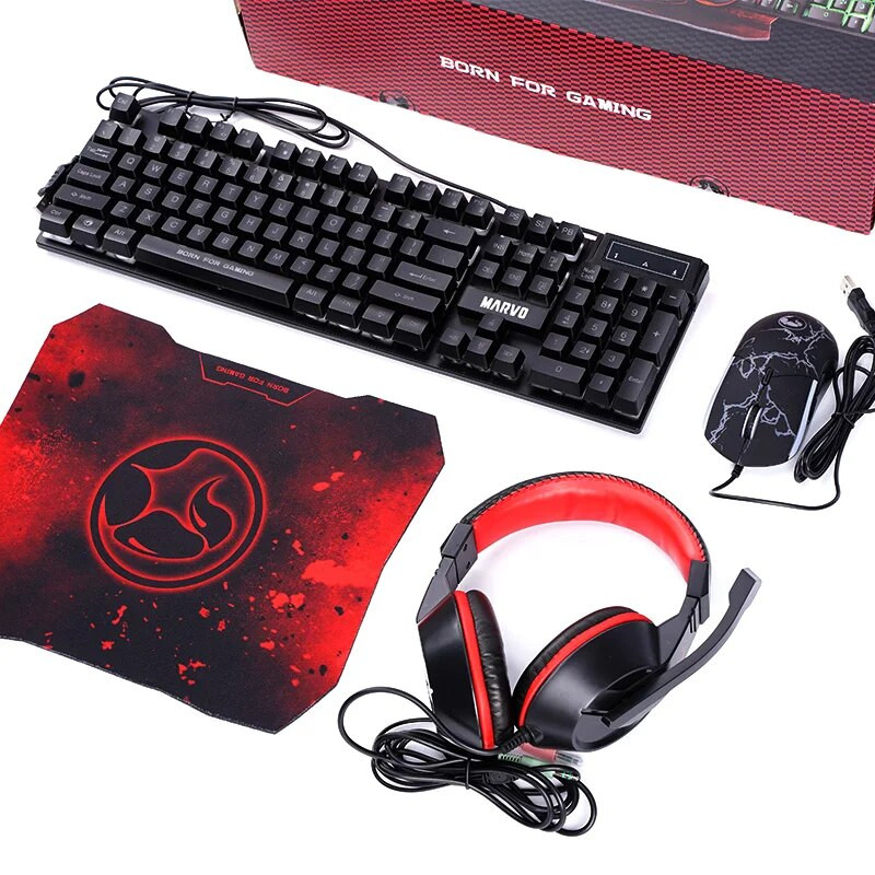 MARVO CM409 4-in-1 Advanced Gaming Combo Keyboard Stereo Gaming Headset ...