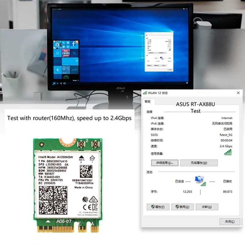 WiFi 6 Dual Band 3000Mbps Wireless Card For Intel AX200 M.2 Bluetooth 5 ...