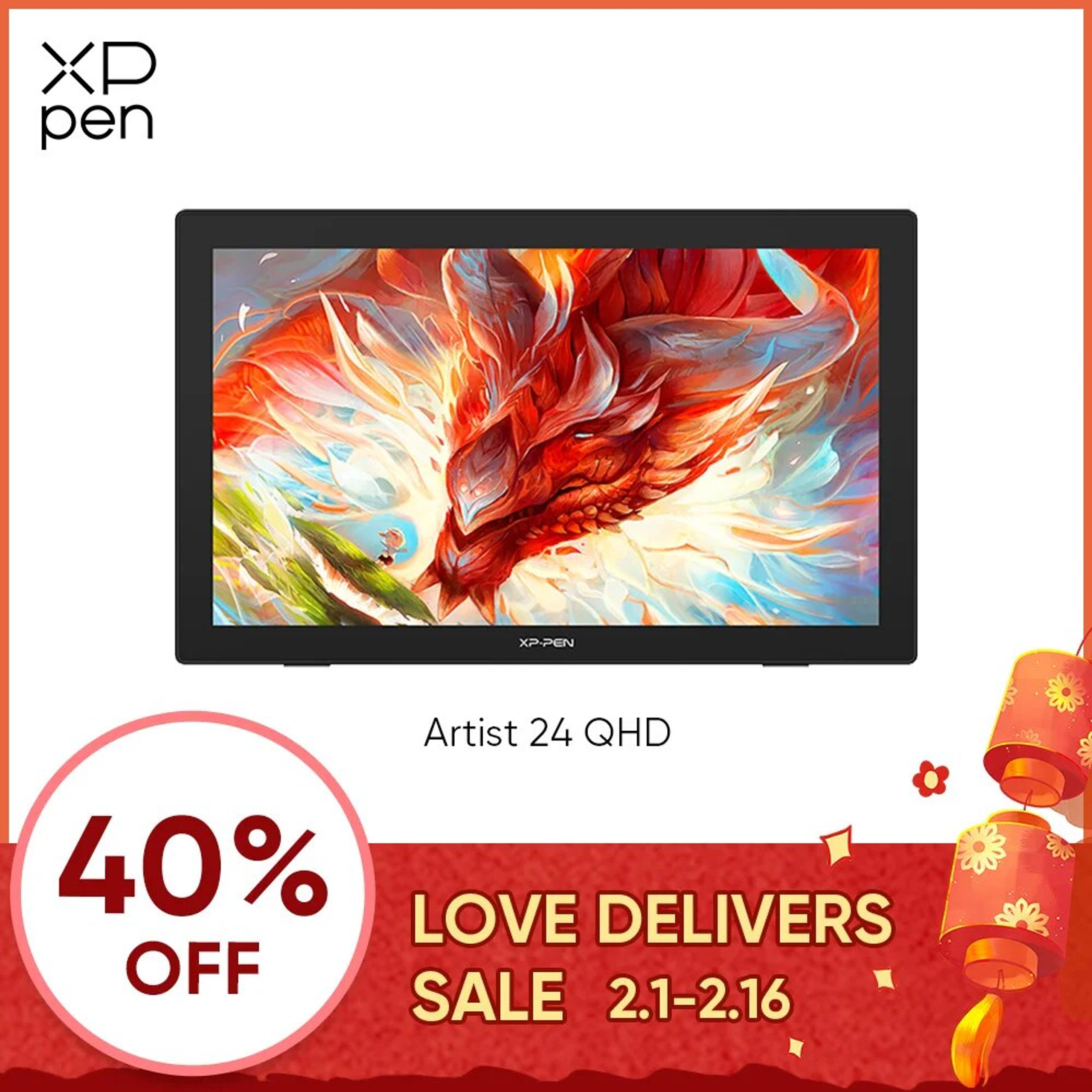 XPPen Artist 24 Pro 23.8 Inch 2K QHD Graphics Tablet Pen Display ...