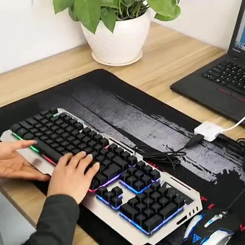 Ultimate Gaming with Mechanical Touch Keyboard and Mouse Set, Luminous ...