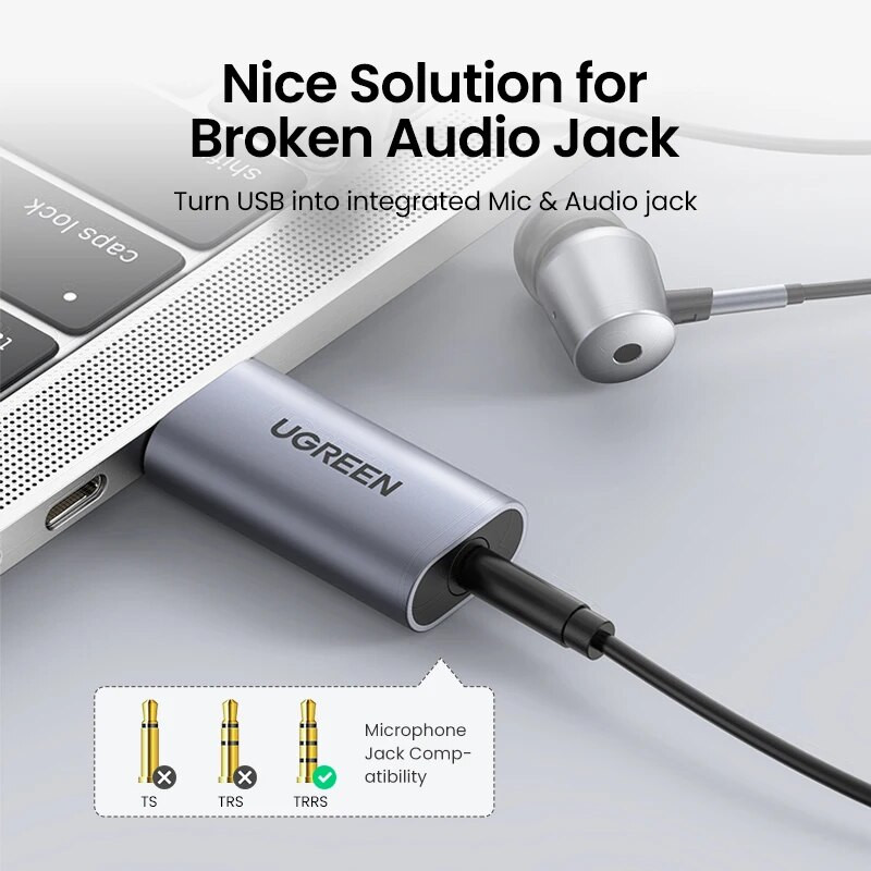 UGREEN Sound Card USB Audio Interface External 3.5mm Microphone Audio ...