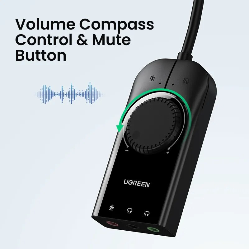 UGREEN Sound Card USB Audio Interface External 3.5mm Microphone Audio ...