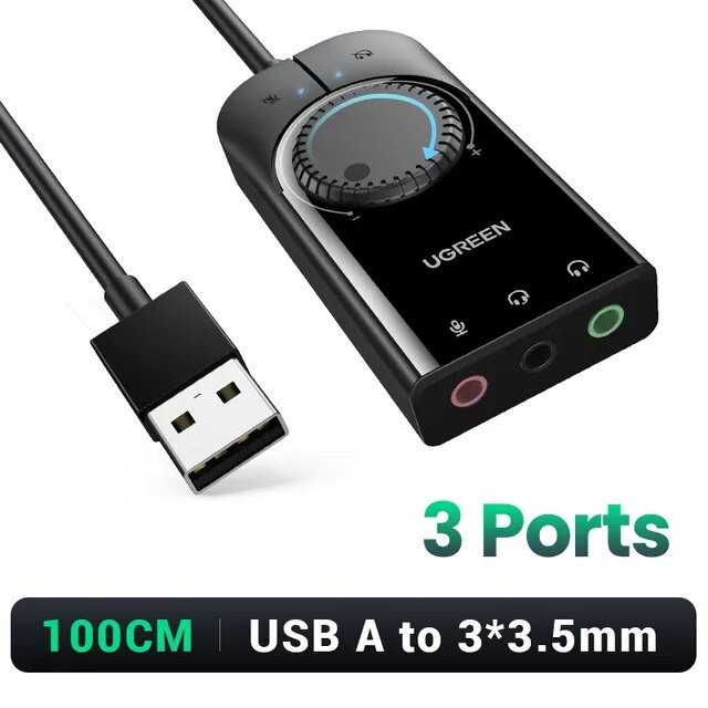 UGREEN Sound Card USB Audio Interface External 3.5mm Microphone Audio ...